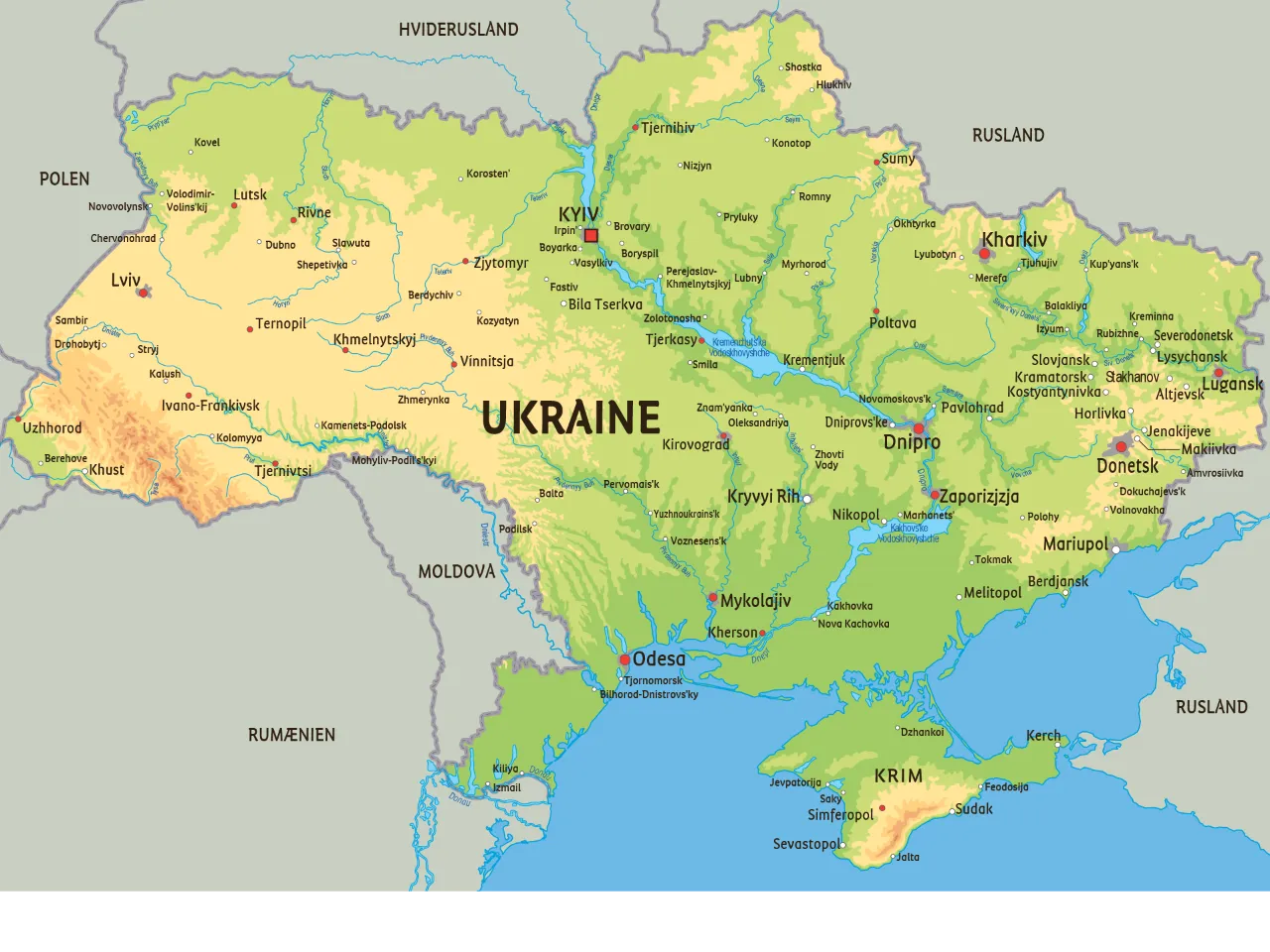 Kart over Ukraina - Se for eksempel hvor du finner hovedstaden Kiev ...
